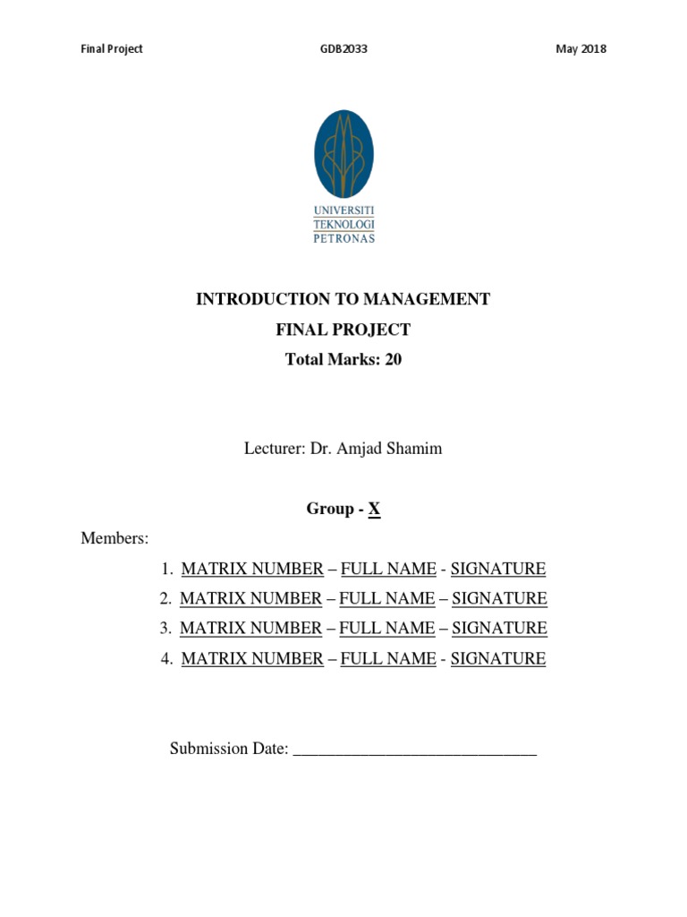 Front Page - ITM Project | PDF