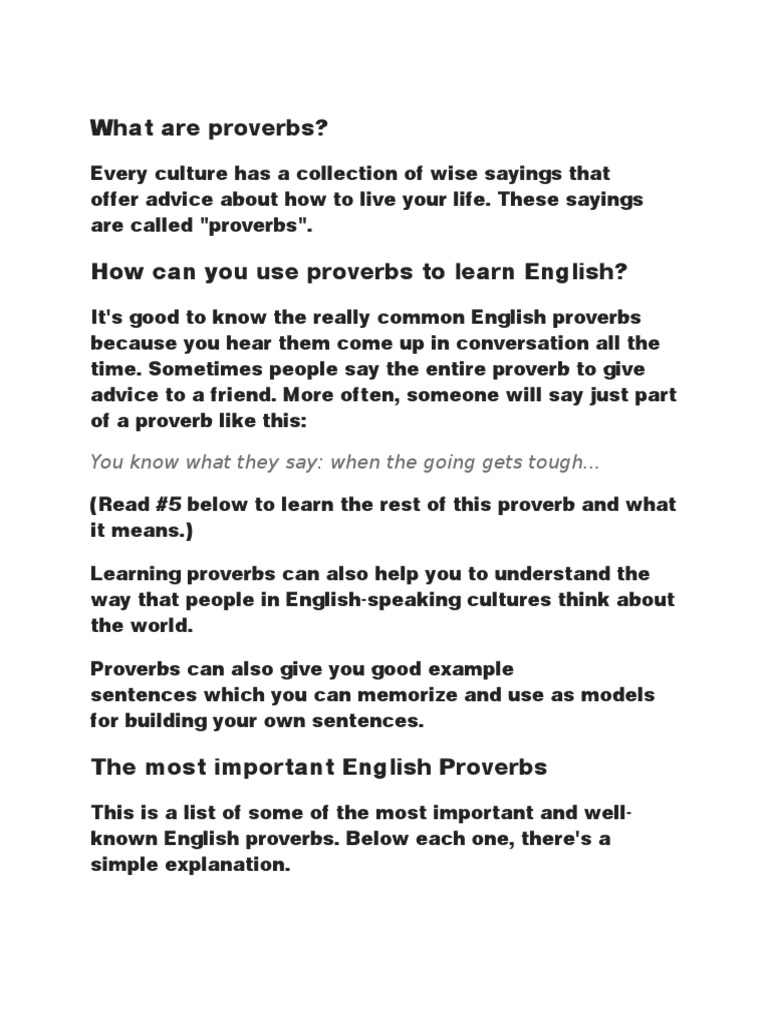 What Are Proverbs | Download Free PDF | Proverb | English Language