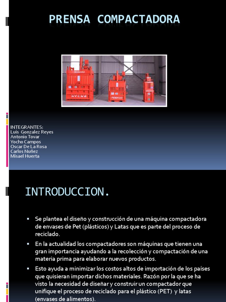 Prensa Compactadora | PDF | El plastico | Reciclaje