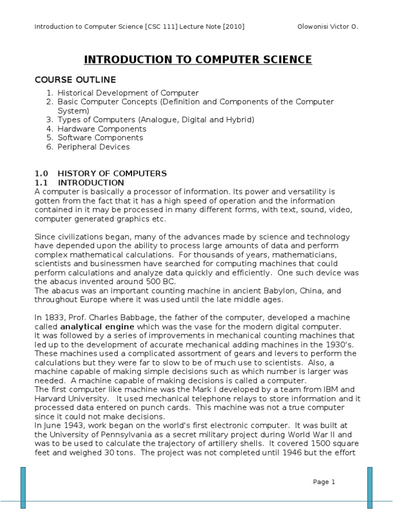 Intro To Comp CSC 111 - Intensive 2 | PDF | Computer Program | Programming