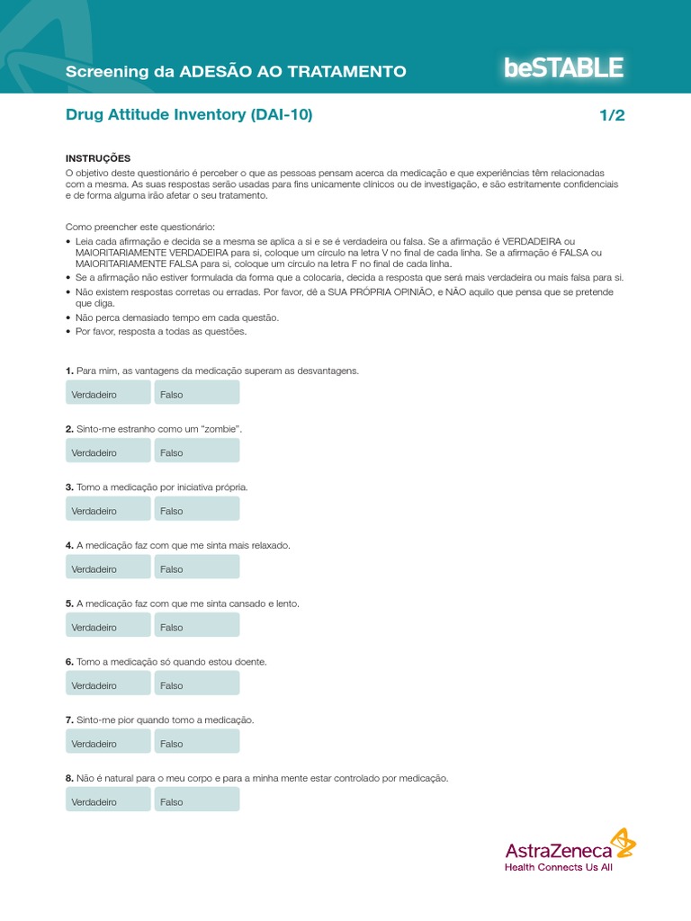 Drug Attitude Inventory (DAI-10) | PDF | Bem-estar | Médico