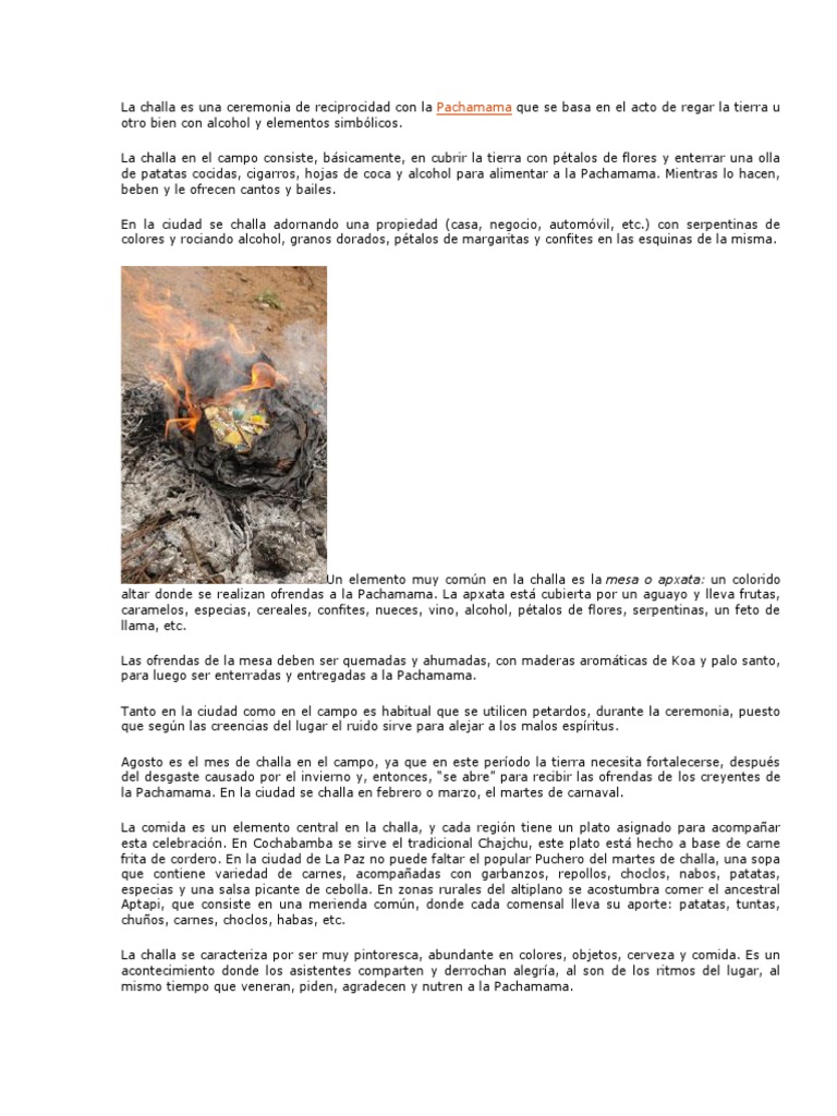 La Challa: Ceremonia a la Pachamama | PDF