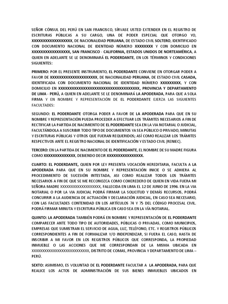 Modelo Poder Consular | PDF | Perú | Ley procesal