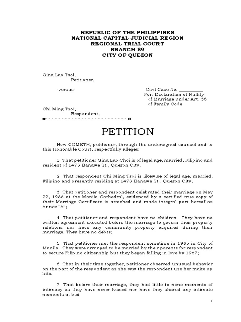 Complaint - Chi Ming Tsoi | PDF | Marriage | Social Institutions