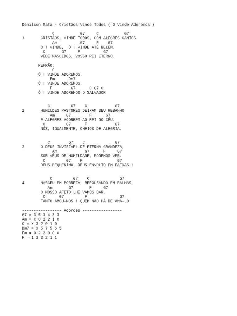 Cristaos Vinde Todos o Vinde Adoremos | PDF
