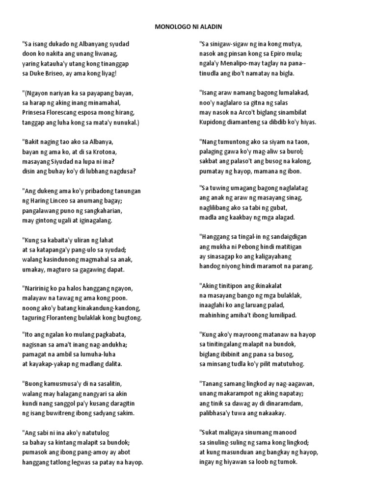 Monolog Ni Florante | PDF