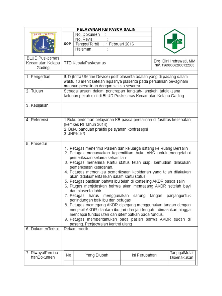 Sop KB Pasca Salin | PDF