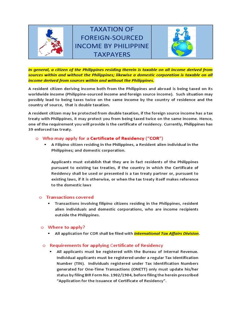 Taxation of Foreign Source Income by Philippine Taxpayers | PDF ...