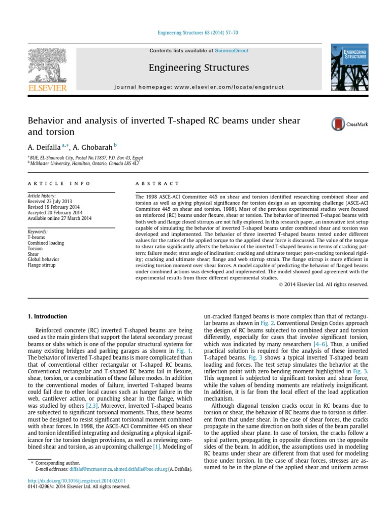Behavior and Analysis of Inverted T Shaped RC Beams Under Shear and ...