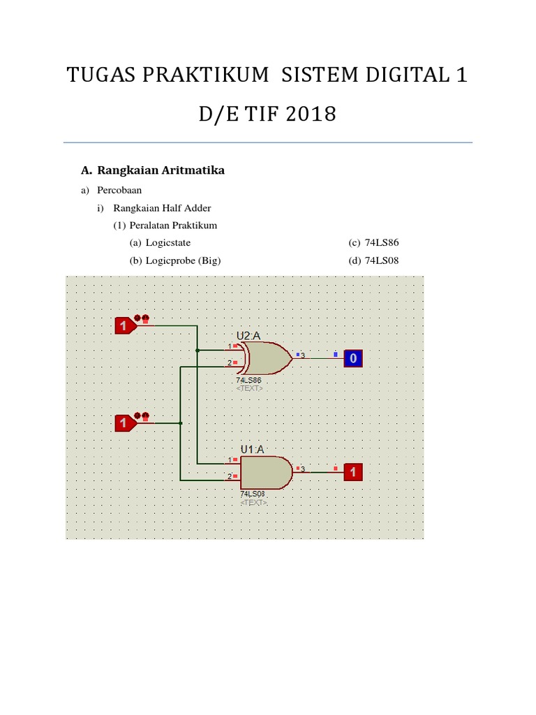 Tugas Praktikum Sistem Digital 1 D&e 18 | PDF | Computer Data | Digital Technology