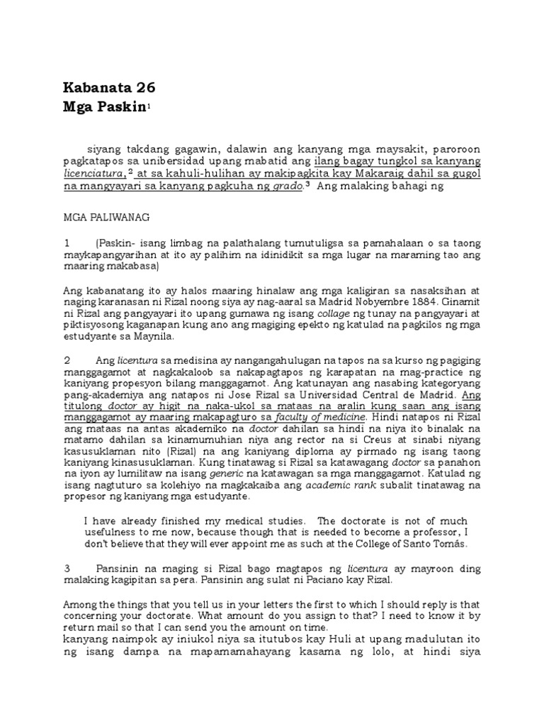 Vdocuments - MX - El Filibusterismo Deciphered Kabanata 26 Ang Paskin | PDF