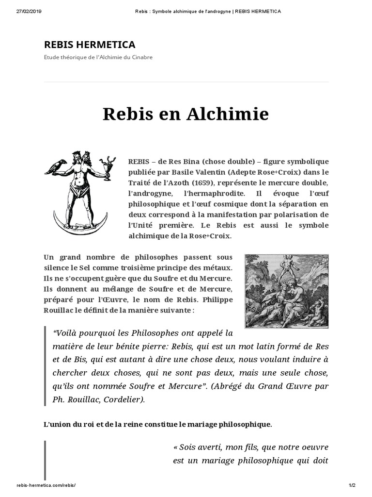 Rebis - Symbole Alchimique de L'androgyne - REBIS HERMETICA | PDF ...