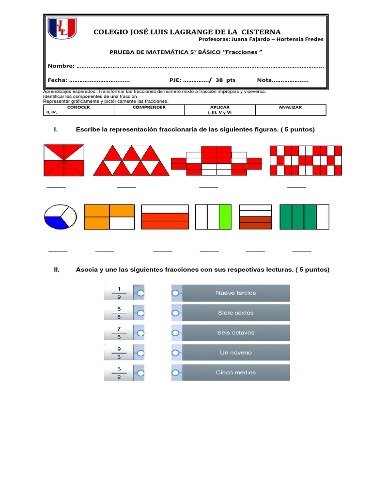 Prueba De Operaciones Con Fracciones
