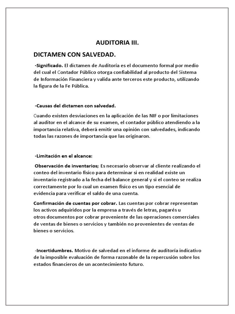 Ejemplo De Dictamen Con Sus Partes