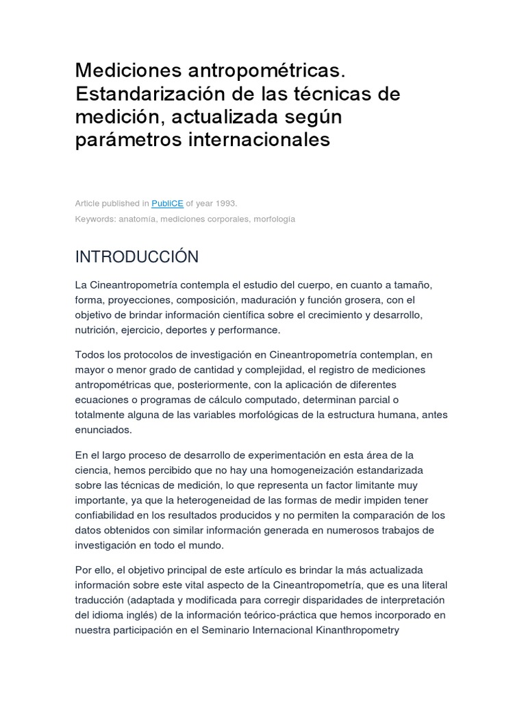 Mediciones Antropométricas | PDF | Medición | Información