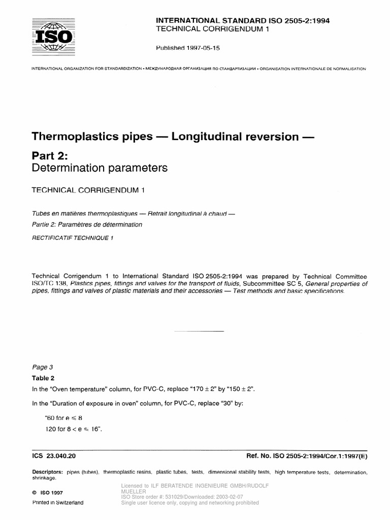 ISO 2505-2:1994 Technical Corrigendum | PDF