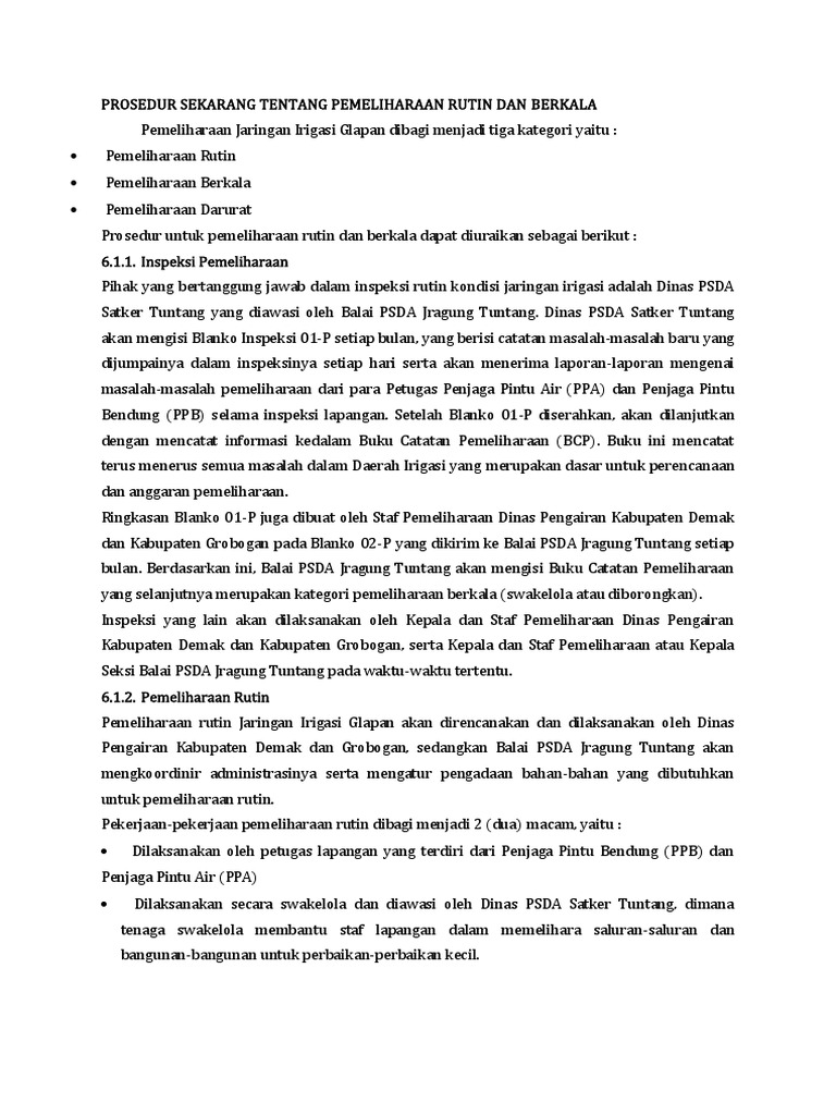 Prosedur Tentang Pemeliharaan Rutin Dan Berkala | PDF