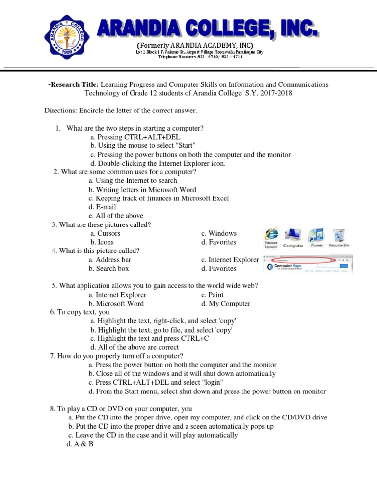 Learning Survey Questionnaire | PDF | Double Click | Icon (Computing)