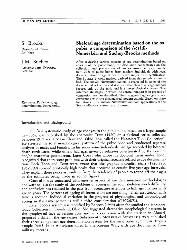 Brooks, Suchey 1990 PDF | PDF | Anatomical Terms Of Location | Statistics