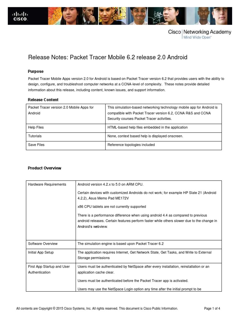 Cisco Packet Tracer Mobile Android 2 - 0 Release Notes | PDF | Android ...