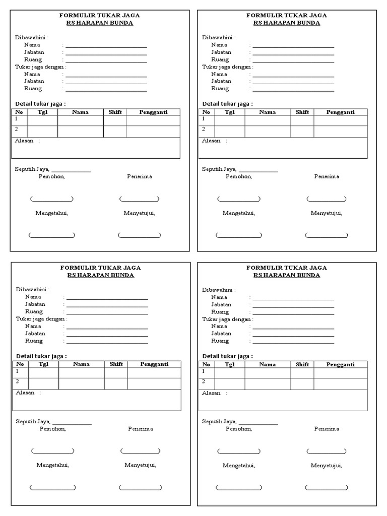 Form Tuker Tukar Jaga | PDF
