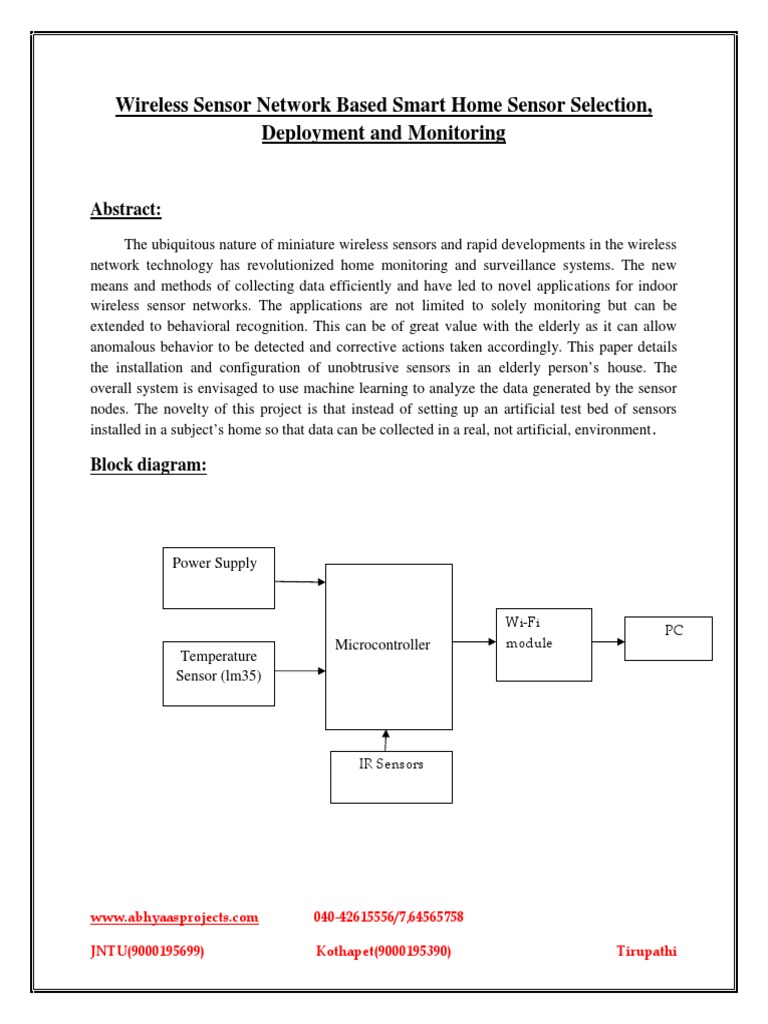 Abhyaas Projects: Wireless Sensor Network Based Smart Home Sensor Selection, Deployment and ...