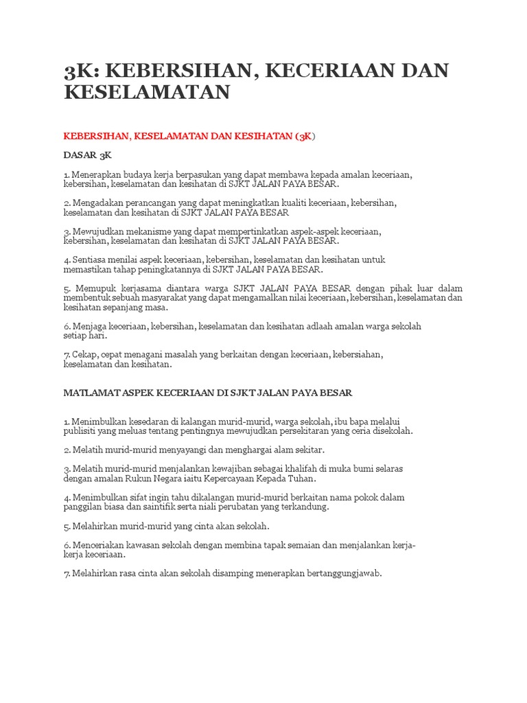 3K-Program Sekolah Selamat | PDF