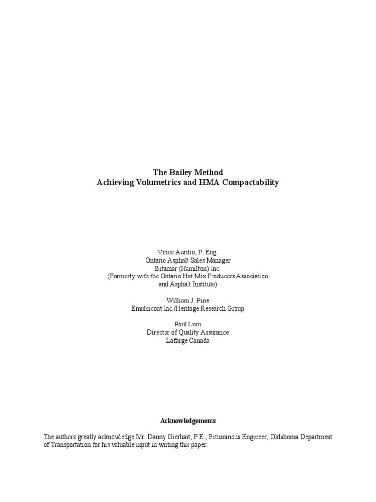 Bailey Method Achieving Volumetrics HMA Compactability Paper-1 | PDF ...