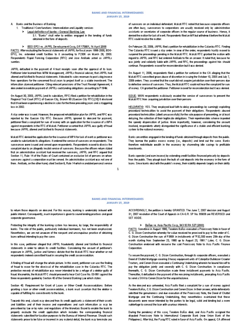 Legal Definition of Banks - General Banking Law: Banks and Financial ...