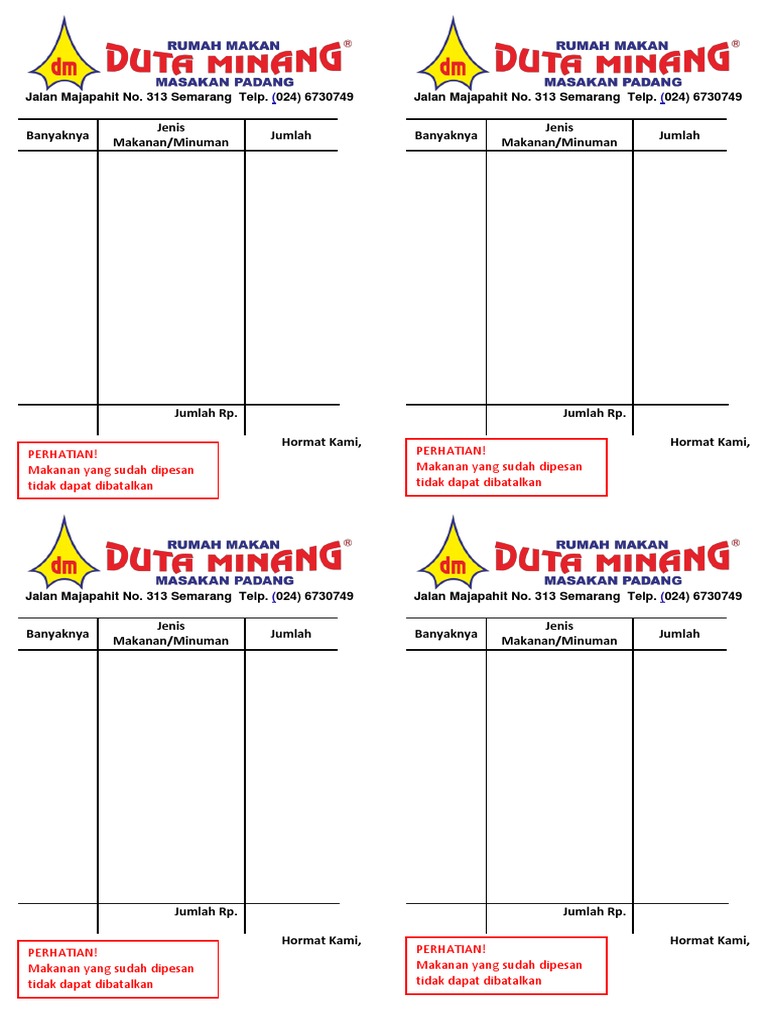 Nota RM Padang | PDF