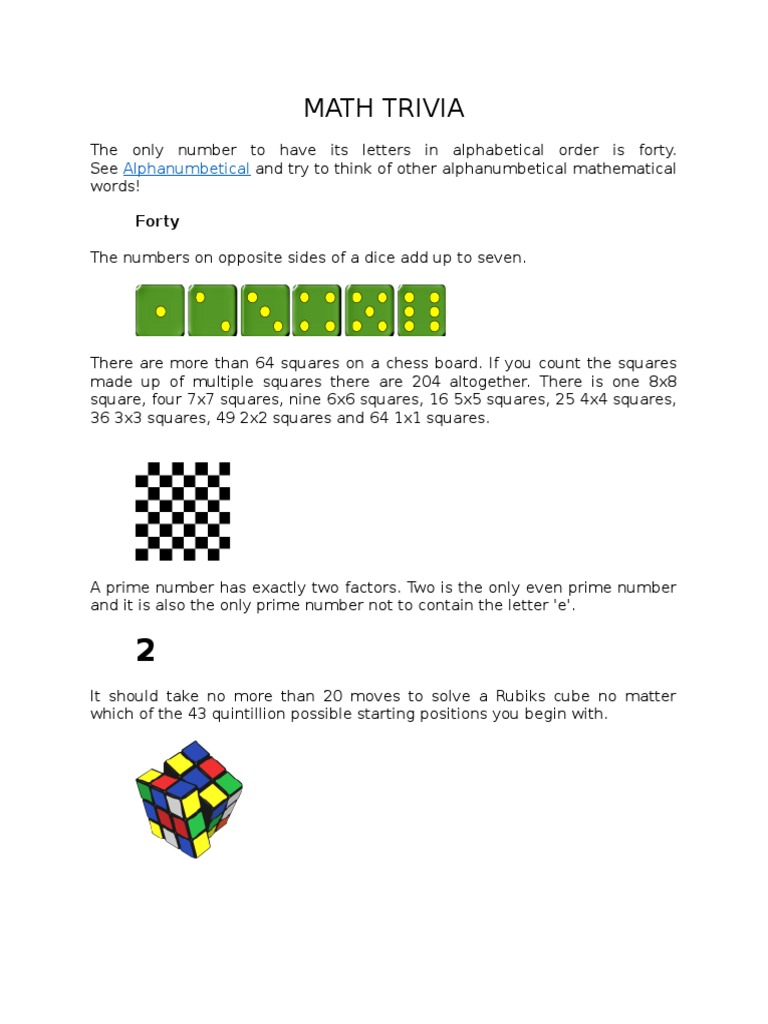 Math Trivia | PDF