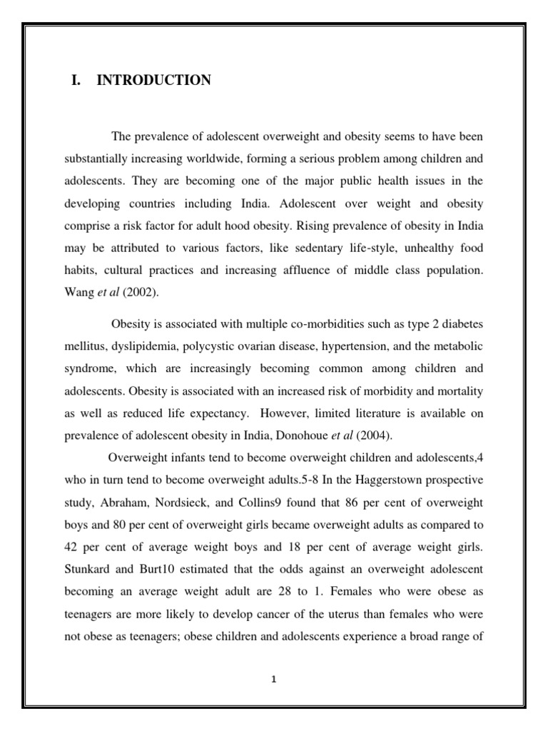 Project B Ed Pdf Obesity Childhood Obesity
