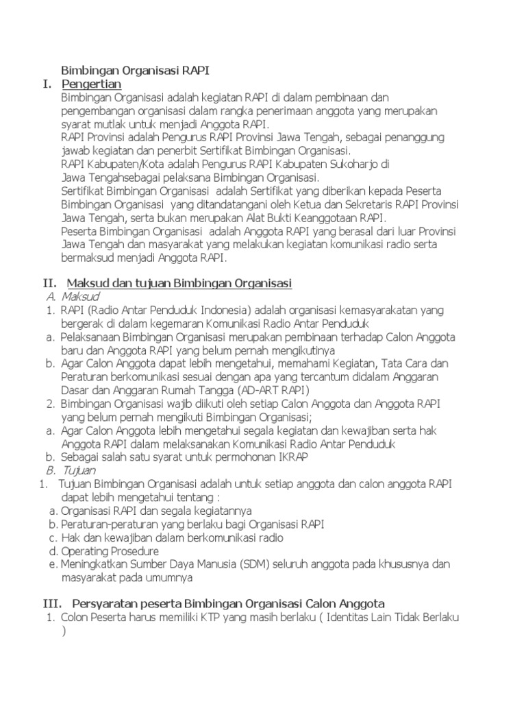 Bimbingan Organisasi RAPI | PDF