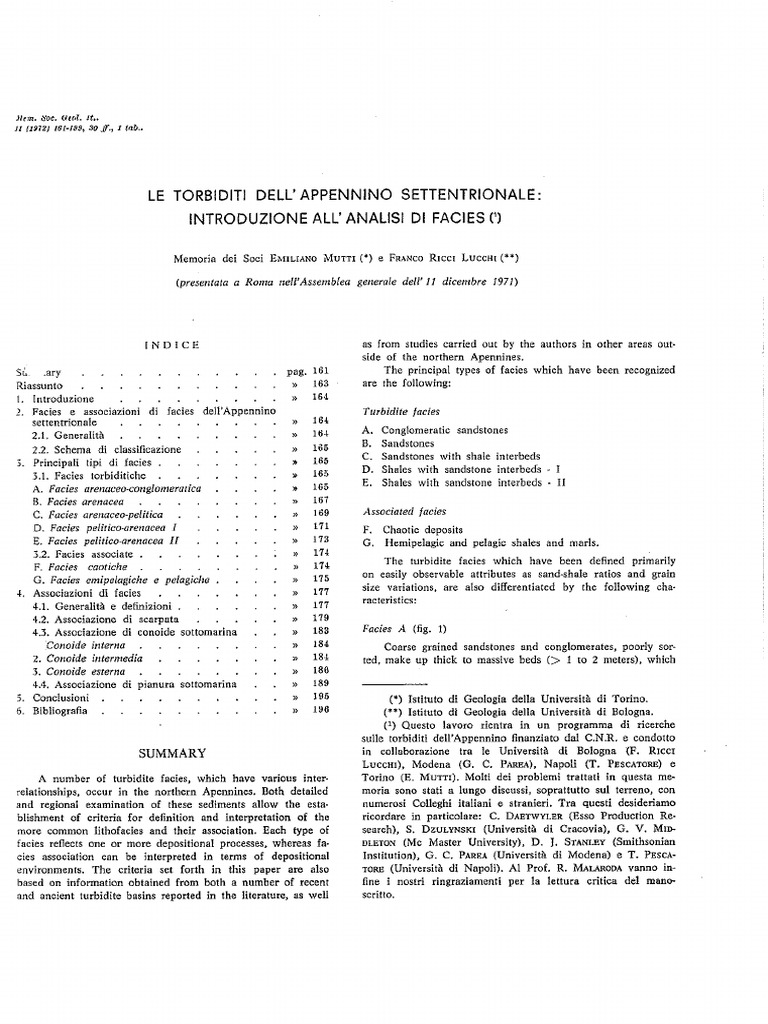 Mutti & Ricci Lucchi, 1972