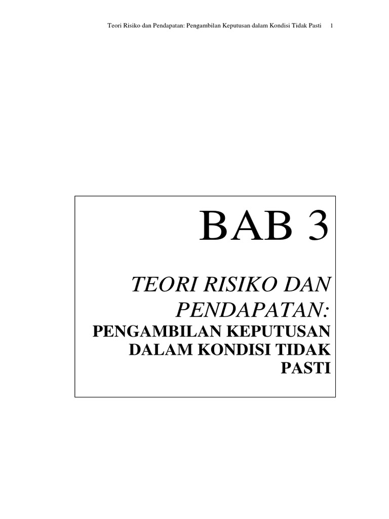 Teori Risiko dan Pendapatan Investasi | PDF | Pengelolaan Keuangan & Uang