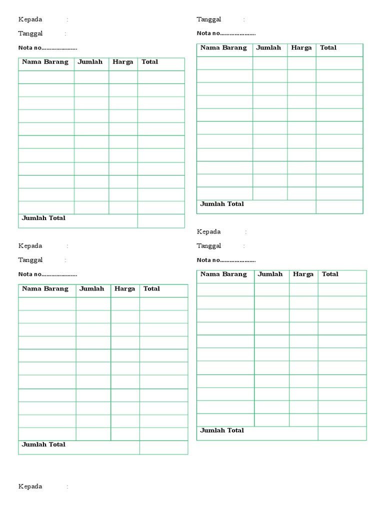 Format Nota Pembelian Sembako | PDF