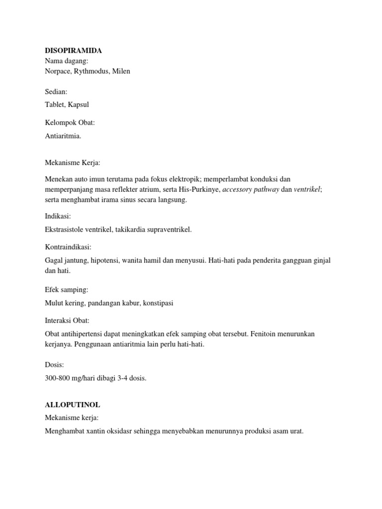 DISOPIRAMIDA (Obat Anti Aritmia) | PDF