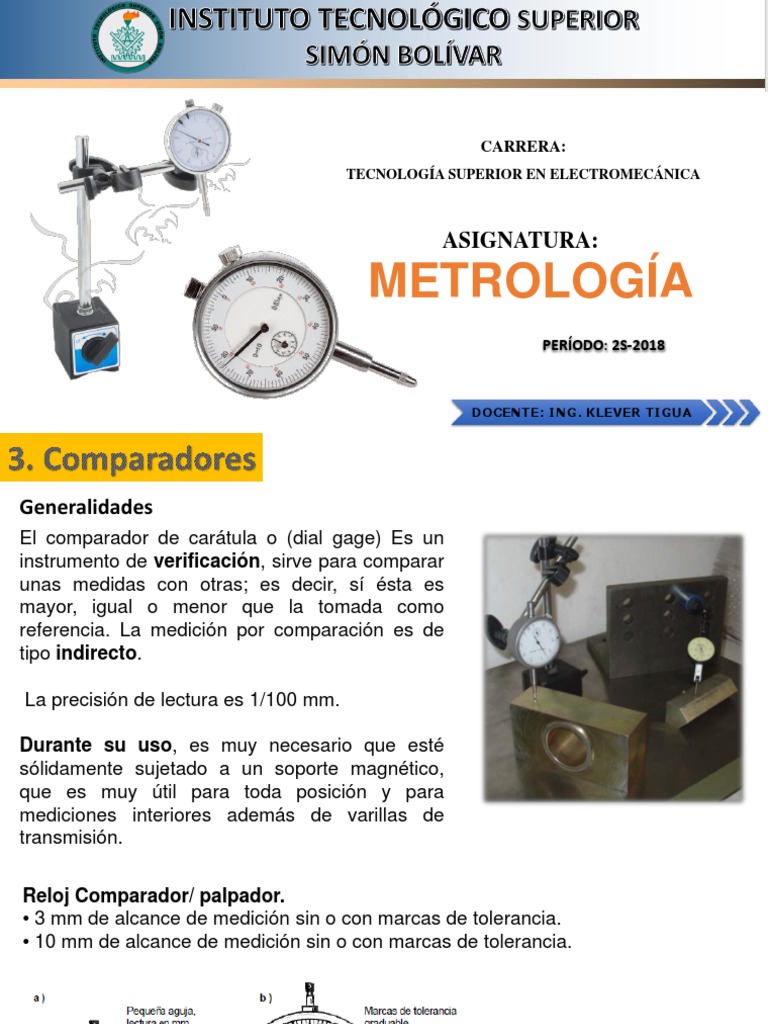 Uso y partes del reloj comparador | PDF | Reloj | Pulgada