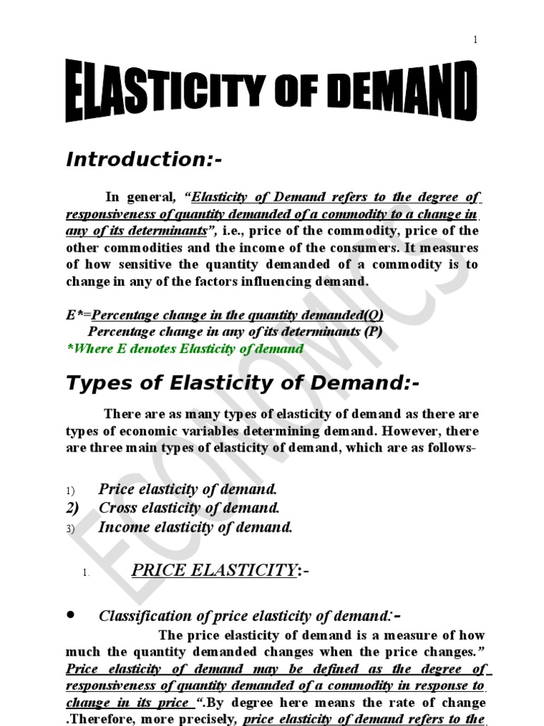 Elasticity of Demand | PDF | Price Elasticity Of Demand | Demand