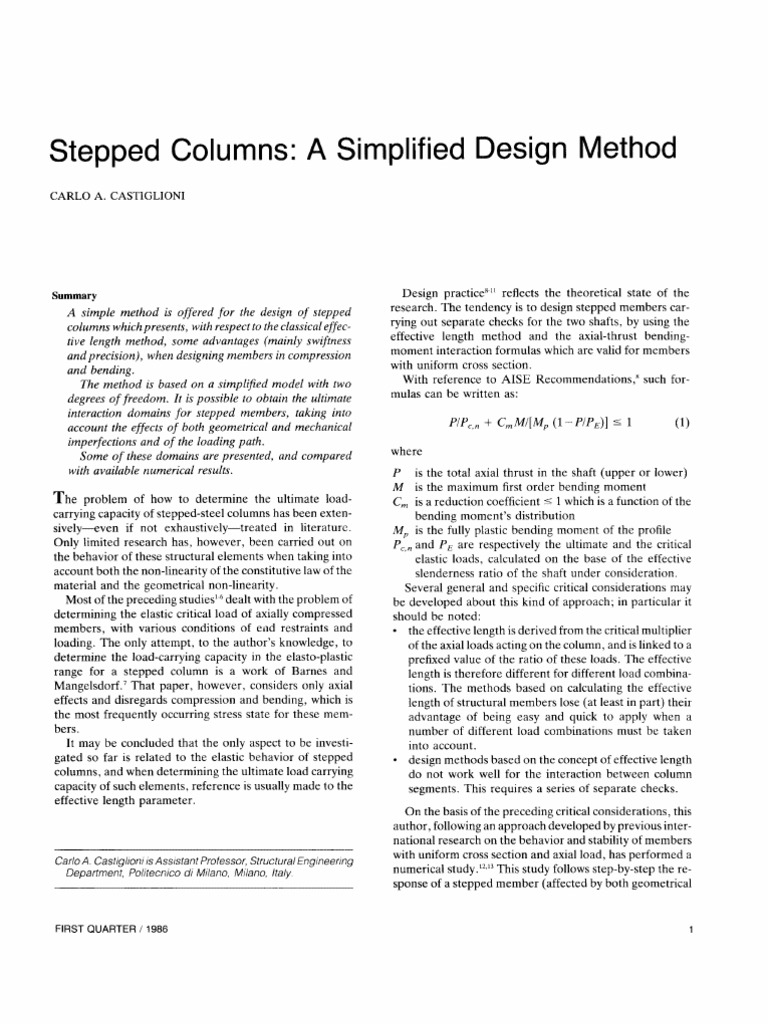 Stepped Columns A Simplified Design Method | PDF | Bending | Buckling