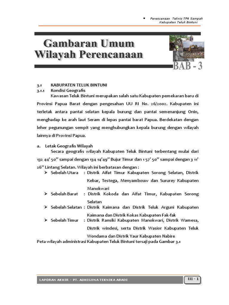 Bab - 3 - Gambaran Umum Wilayah Perencanaan (Draft Laporan Akhir) | PDF
