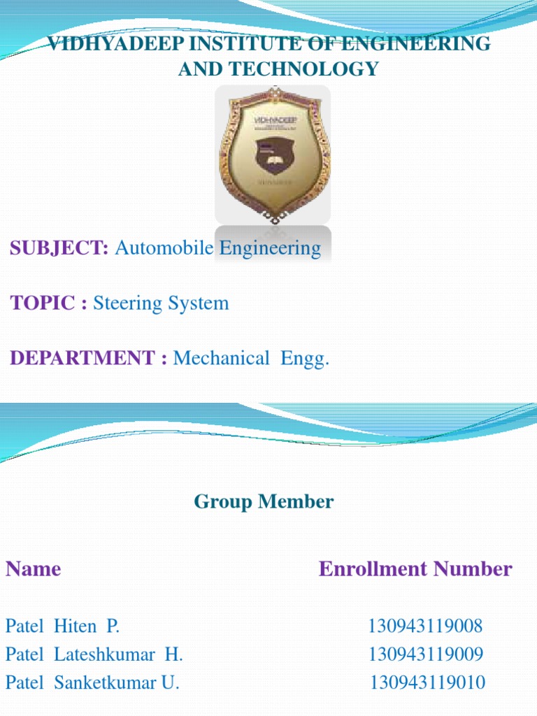 Vidhyadeep Institute of Engineering and Technology: Automobile ...