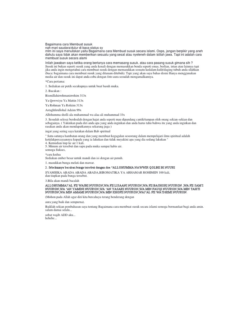 Bagaimana Cara Membuat Susuk | PDF | Pengembangan Diri
