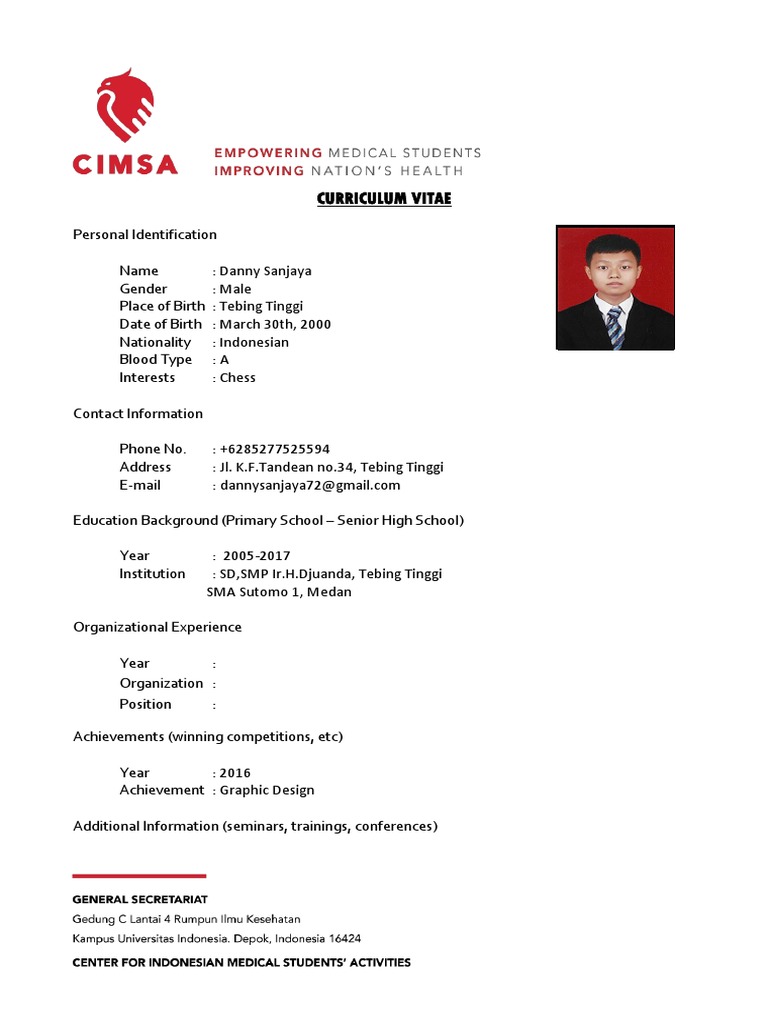 Curriculum Vitae: 3 X 4 Picture | PDF