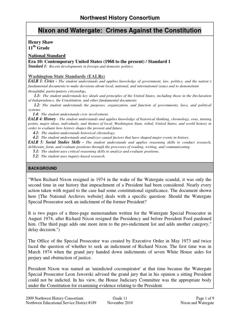 10.1 Nixon - Watergate.shaw .11 | PDF | Watergate Scandal | United ...