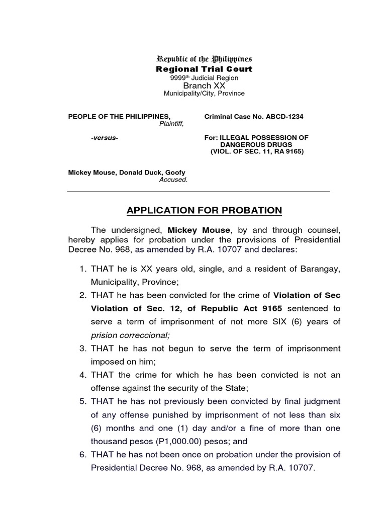 Application For Probation | PDF