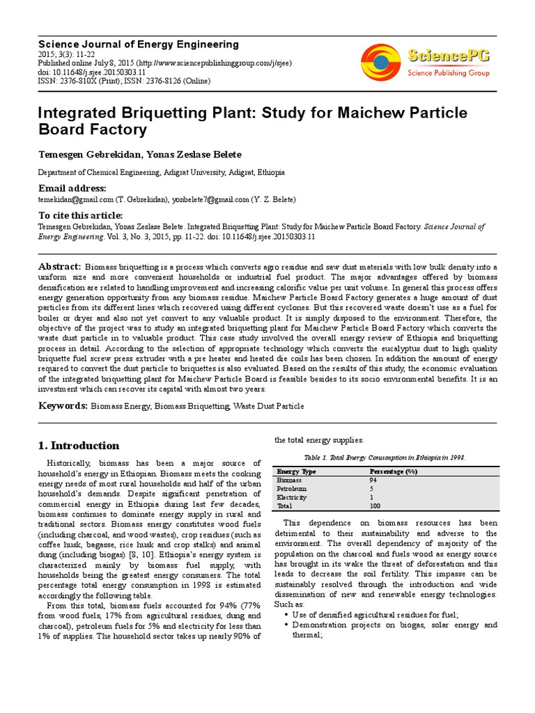 Integrated Briquetting for Maichew Factory | PDF | Biomass | Adhesion
