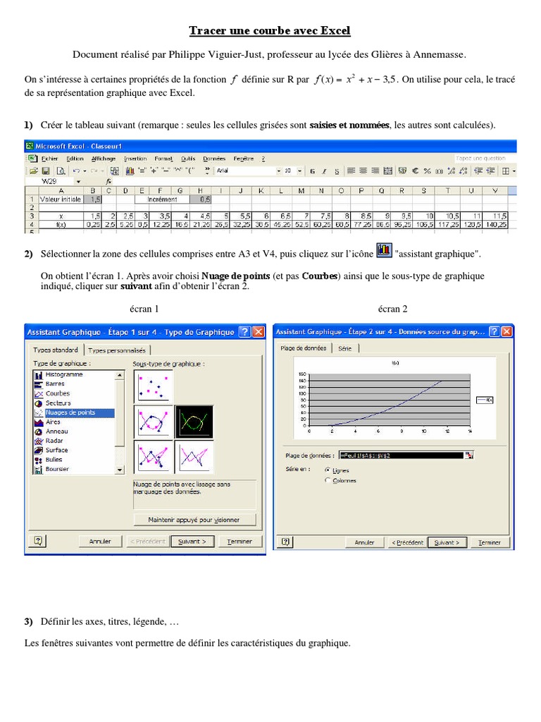 Tracer Une Courbe Avec Excel PDF | PDF | Microsoft Excel | Enseignement ...