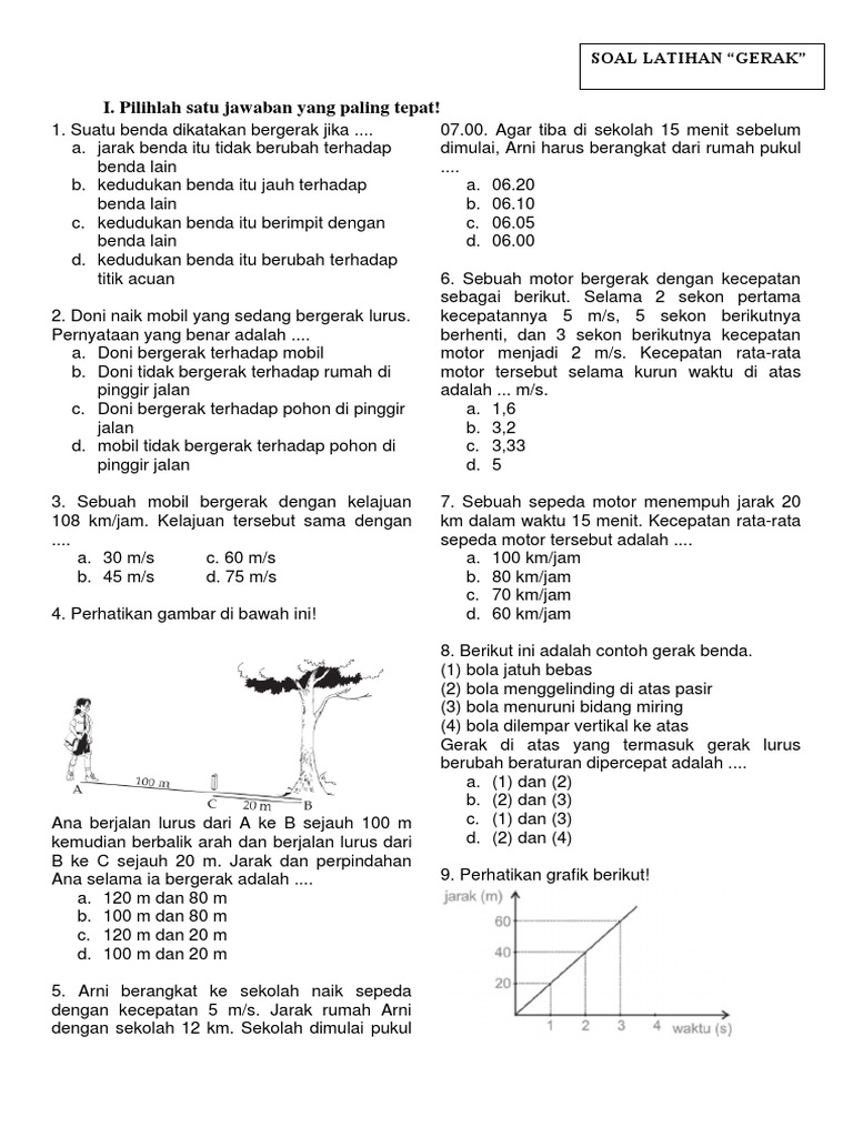 Soal Latihan Gerak | PDF