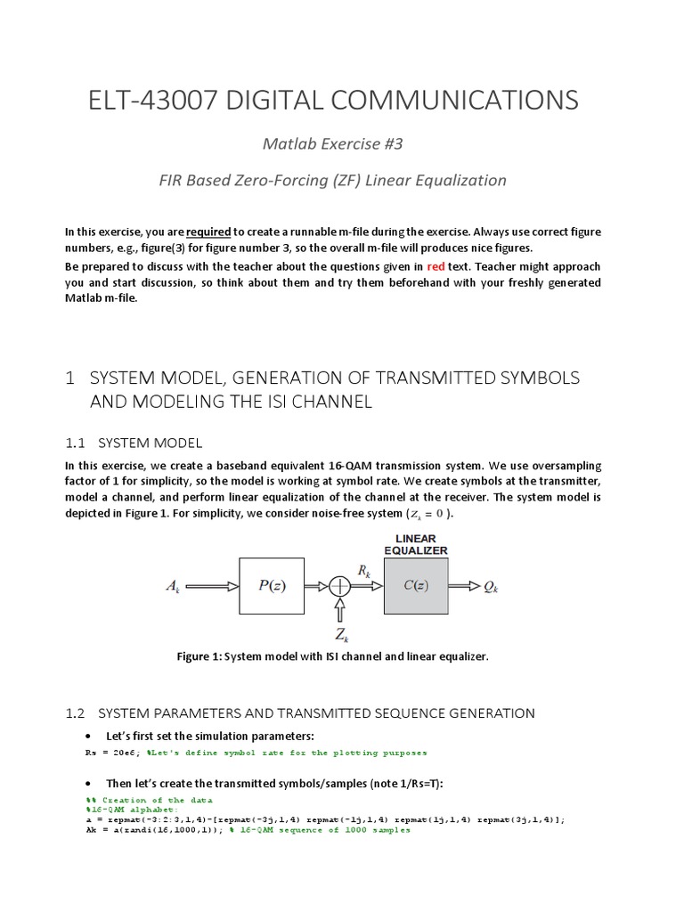 ELT-43007 Matlab Ex3 | PDF | Equalization (Audio) | Filter (Signal Processing)
